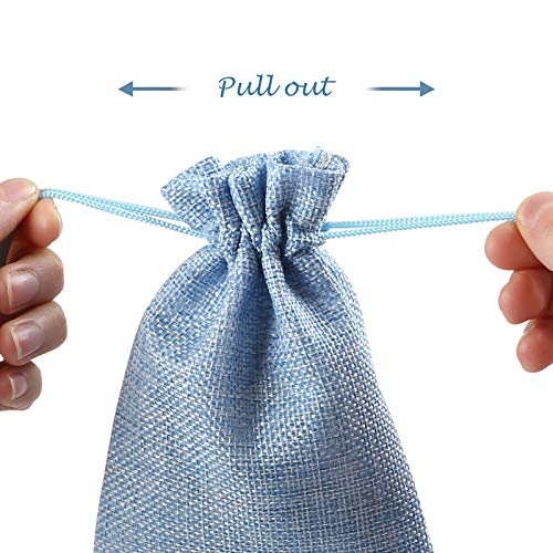 Naler 24pcs Burlap Bags with Drawstring Linen Gift Bags Jewelry Pouches Sacks for Wedding, Party Favors, DIY Craft, Presents, 4 x 6 Inch, Baby Blue