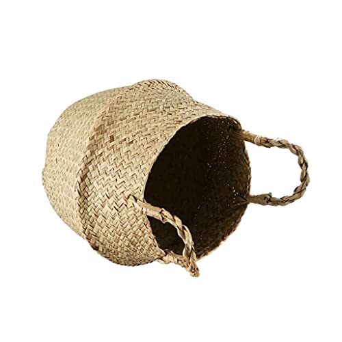 WSZJJ Wicker Woven Basket Rattan Foldable Hanging Flower Pot, Woven Dirty Clothes Basket, Storage Basket, Home Decoration