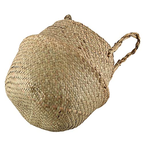 WSZJJ Wicker Woven Basket Rattan Foldable Hanging Flower Pot, Woven Dirty Clothes Basket, Storage Basket, Home Decoration