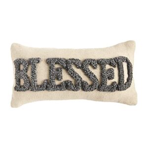 mud pie, blessed, mu dpie fall mini hooked pillow, 6" x 12"