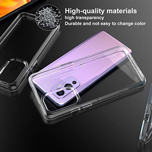 Clear Protective Case for Oneplus 9 Case Shockproof [Hard PC Back+Soft TPU Bumper] [Anti-Yellowing] [Support Wireless Charging] Protective Phone Case Cover for Oneplus 9, Transparent Clear