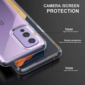 Clear Protective Case for Oneplus 9 Case Shockproof [Hard PC Back+Soft TPU Bumper] [Anti-Yellowing] [Support Wireless Charging] Protective Phone Case Cover for Oneplus 9, Transparent Clear