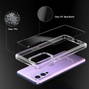 Clear Protective Case for Oneplus 9 Case Shockproof [Hard PC Back+Soft TPU Bumper] [Anti-Yellowing] [Support Wireless Charging] Protective Phone Case Cover for Oneplus 9, Transparent Clear