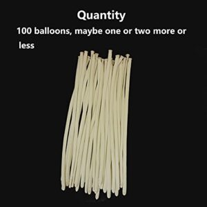 Tangser Long Balloons White, 260Q Balloons, Long Skinny Balloon Cream, Twisting Balloon, Premium Magic Clown Balloon 100 Pcs for Animal, Garland, Wedding, Birthdays, Festival Decoration