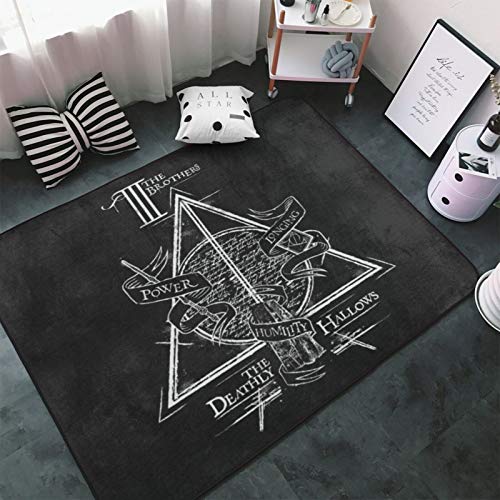 Sunim Ha-Rry Pot-TER Spell Deathly Hal-Lows Gra-Phic Area Rugs Non-Slip Floor Carpet Rug Super Soft Pad Rug Washable Yoga Mat for Bedroom Living Room Kids Room Playroom Nursery Room 60 x 39 inch