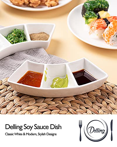 DELLING Ceramic Dipping Bowls/Dipping Sauce Bowls Set - 3 Oz Dipping Sauce Dishes- Small Sauce Cups/Bowls for Sushi, Tomato Sauce, BBQ or Other Dinner - Great for Different Sauce and Dip, Set of 5