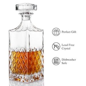 Lighten Life Whiskey Decanter,29oz Crystal Decanter with Glass Stopper,Liquor Decanter in Gift Box,Premium Vodka Decanter for Whiskey,Bourbon,Scotch,Liquor