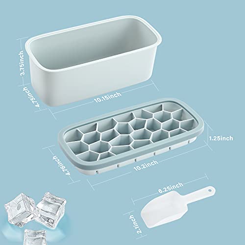 Atopov Ice Cube Trays with lid and Ice Bucket Ice Cube Trays Molds Easy-Release Silicone & Flexible 26-Ice Cube Trays Cocktail Whiskey ice cube tray (Blue)