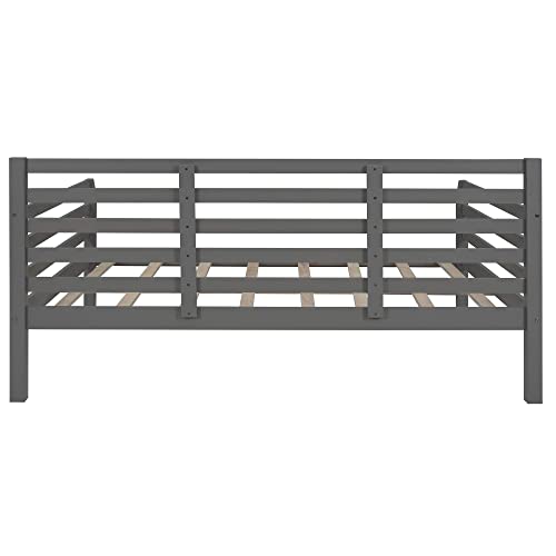 LXBB Wooden Full Size Daybed with Clean Lines,Multi-Functional Sofa Bed Frame with Wood Slat Support for Kids Teens Girls Boys, Bedroom Guest Room,No Spring Box Needed (Full, Gray), Grey