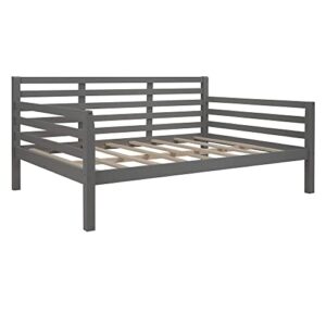 LXBB Wooden Full Size Daybed with Clean Lines,Multi-Functional Sofa Bed Frame with Wood Slat Support for Kids Teens Girls Boys, Bedroom Guest Room,No Spring Box Needed (Full, Gray), Grey