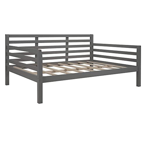 LXBB Wooden Full Size Daybed with Clean Lines,Multi-Functional Sofa Bed Frame with Wood Slat Support for Kids Teens Girls Boys, Bedroom Guest Room,No Spring Box Needed (Full, Gray), Grey