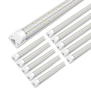 (10 pack) 8ft led shop light, 100w 13000lm 6000k, super bright white, t8 led tube light, no rf & fm interference linkable shop light, 8 foot led shop lights for garage, shop, hardwired installation