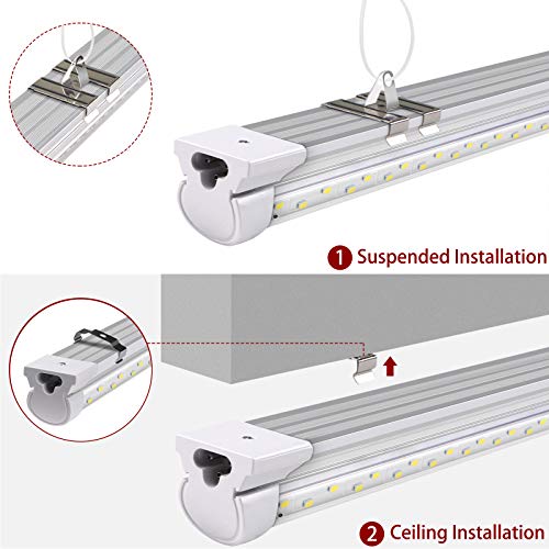 (10 Pack) 8FT LED Shop Light, 100W 13000LM 6000K, Super Bright White, T8 LED Tube Light, No RF & FM Interference Linkable Shop Light, 8 Foot LED Shop Lights for Garage, Shop, Hardwired Installation