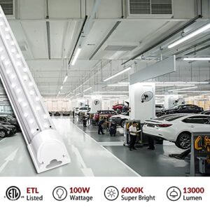 (10 Pack) 8FT LED Shop Light, 100W 13000LM 6000K, Super Bright White, T8 LED Tube Light, No RF & FM Interference Linkable Shop Light, 8 Foot LED Shop Lights for Garage, Shop, Hardwired Installation