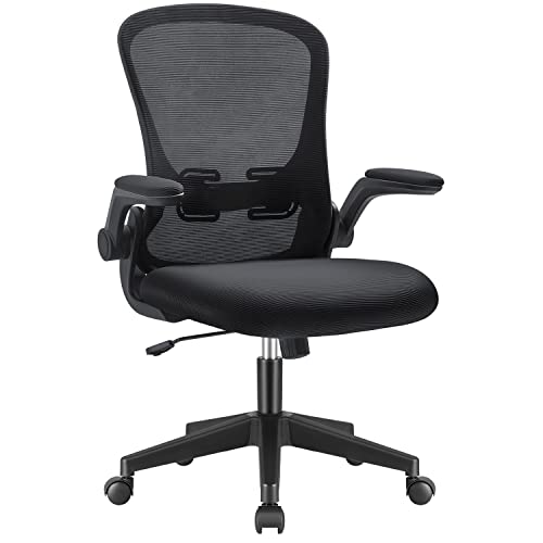 Furmax Ergonomic Office Chair Desk Chair with Flip Up Armrests Mesh Computer Chair Executive Swivel Task Chair with Lumbar Support (Black)