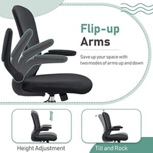 Furmax Ergonomic Office Chair Desk Chair with Flip Up Armrests Mesh Computer Chair Executive Swivel Task Chair with Lumbar Support (Black)