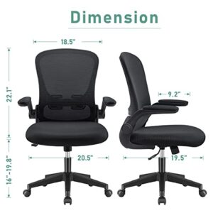 Furmax Ergonomic Office Chair Desk Chair with Flip Up Armrests Mesh Computer Chair Executive Swivel Task Chair with Lumbar Support (Black)