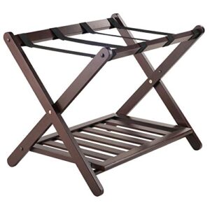 ergode remy luggage rack with shelf, cappuccino