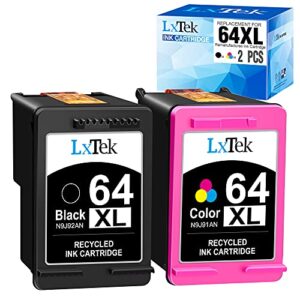 lxtek remanufactured ink cartridge replacement for hp 64xl 64 xl to use with envy photo 7958e 7155 7855 6255 7120 6252 6220 6230 6258 7158 7130 7132 7164 7858 7255e 7955e printer(1 black,1 tri-color)