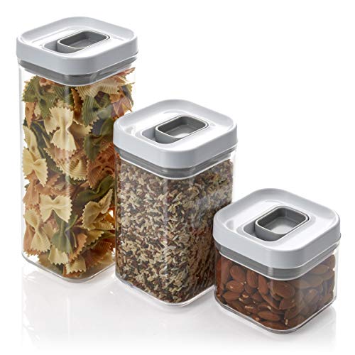 Copco Food and Organization Storage Container with Airtight Lid, Set of 3 Narrow.052, 1.05, 1.79-Quart, Clear