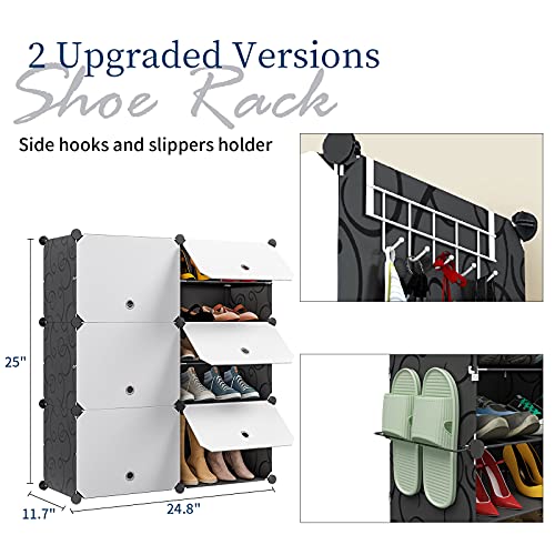 Aeitc 64 Pairs Shoe Rack Organizer Shoe Organizer Expandable Shoe Storage Cabinet Narrow Standing Stackable Space Saver Shoe Rack for Entryway, Hallway and Closet