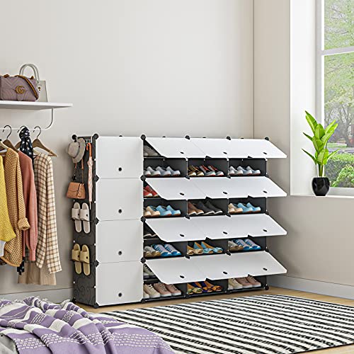 Aeitc 64 Pairs Shoe Rack Organizer Shoe Organizer Expandable Shoe Storage Cabinet Narrow Standing Stackable Space Saver Shoe Rack for Entryway, Hallway and Closet