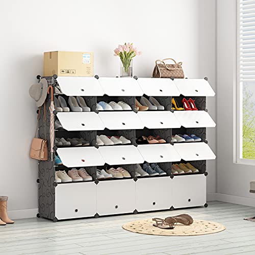 Aeitc 64 Pairs Shoe Rack Organizer Shoe Organizer Expandable Shoe Storage Cabinet Narrow Standing Stackable Space Saver Shoe Rack for Entryway, Hallway and Closet