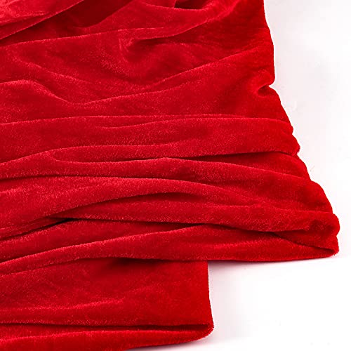 SHEUTSAN 10 Yards Long 65 Inches Wide Red Velvet Fabric, Flexible Stretch Velvet Fabric by The Yard for Costumes Sewing, Craft Making, Home Decoration