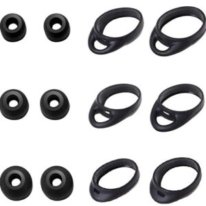 Zotech 6 Pair Silicone Ear Tips & Ear Hooks S/M/L for Samsung Gear IconX (2018 Edition) SM-R140 (Black)