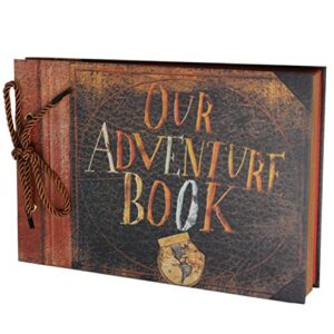 Scrapbook Photo Album, Photo Book, Our Adventure Book, Scrap Book with Hard Cover Movie Up Travel Scrapbook for Anniversary, Wedding, Travelling (Our adventute)