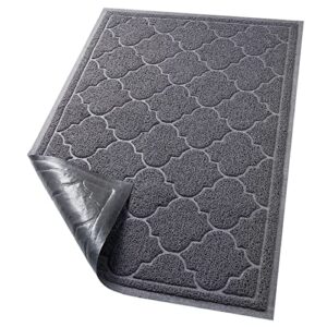 luxstep door mat large 24x36 inch indoor outdoor doormat, non-slip low-profile design floor mat, durable trap dirt and dust front door welcome mat for entryway,patio,garage,high traffic areas, grey