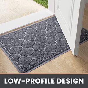 LuxStep Door Mat Large 24x36 Inch Indoor Outdoor Doormat, Non-Slip Low-Profile Design Floor Mat, Durable Trap Dirt and Dust Front Door Welcome Mat for Entryway,Patio,Garage,High Traffic Areas, Grey