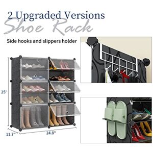 Aeitc 64 Pairs Shoe Rack Organizer Shoe Organizer Expandable Shoe Storage Cabinet Narrow Standing Stackable Space Saver Shoe Rack for Entryway, Hallway and Closet，64"x12"x48"