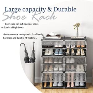 Aeitc 64 Pairs Shoe Rack Organizer Shoe Organizer Expandable Shoe Storage Cabinet Narrow Standing Stackable Space Saver Shoe Rack for Entryway, Hallway and Closet，64"x12"x48"