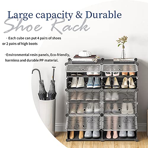 Aeitc 64 Pairs Shoe Rack Organizer Shoe Organizer Expandable Shoe Storage Cabinet Narrow Standing Stackable Space Saver Shoe Rack for Entryway, Hallway and Closet，64"x12"x48"