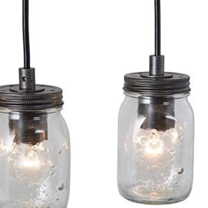 Mason Jar Chandelier, 5-Light Farmhouse Chandelier for Dining Room, 25.5" Rustic Island Lighting with Clear Glass Globes