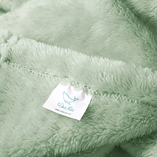 Whale Flotilla Fuzzy Faux Fur Throw Blanket for Couch, Soft Warm Fluffy Fleece Blanket for Bed/Sofa/Camping/Travel, Extra Large and Lightweight, 50x70 Inch, Light Green