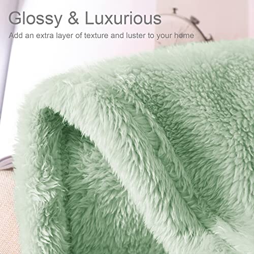 Whale Flotilla Fuzzy Faux Fur Throw Blanket for Couch, Soft Warm Fluffy Fleece Blanket for Bed/Sofa/Camping/Travel, Extra Large and Lightweight, 50x70 Inch, Light Green