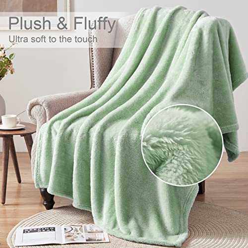 Whale Flotilla Fuzzy Faux Fur Throw Blanket for Couch, Soft Warm Fluffy Fleece Blanket for Bed/Sofa/Camping/Travel, Extra Large and Lightweight, 50x70 Inch, Light Green