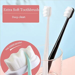 Extra Soft Toothbrush for Sensitive Gums, Micro Nano Manual Toothbrushes with 20000 Soft Floss Bristle for Pregnant Women, Elderly, Adult, Kid, Braces and Gum Recessions (Black White Green Pink)