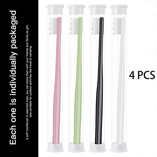 Extra Soft Toothbrush for Sensitive Gums, Micro Nano Manual Toothbrushes with 20000 Soft Floss Bristle for Pregnant Women, Elderly, Adult, Kid, Braces and Gum Recessions (Black White Green Pink)