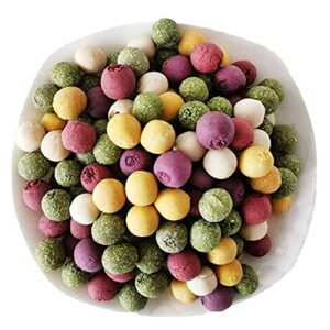 Rabbit Chew Toys, Small Animal Treats Include Fruit and Vegetable Balls, All Natural Baking Treats with Lucerne, Dandelion, Apple and Timothy Hay Ball for Guinea Pig, Hamster and Other Small Animals