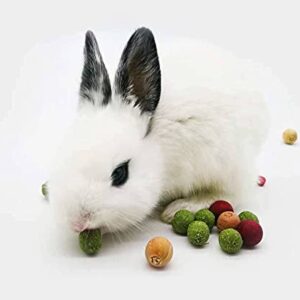 Rabbit Chew Toys, Small Animal Treats Include Fruit and Vegetable Balls, All Natural Baking Treats with Lucerne, Dandelion, Apple and Timothy Hay Ball for Guinea Pig, Hamster and Other Small Animals