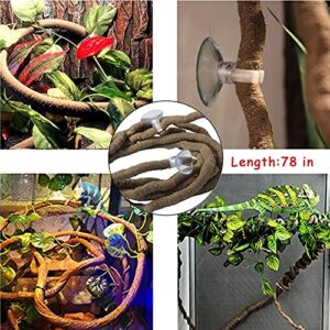 kathson 4 PCS Reptile Driftwood Habitat Decor Reptile Branches Bendable Vine Leaves Terrarium Wood Ornament Lizard Tank Accessories for Gecko, Snakes, Chameleon, Hermit Crab, Spider