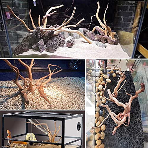 kathson 4 PCS Reptile Driftwood Habitat Decor Reptile Branches Bendable Vine Leaves Terrarium Wood Ornament Lizard Tank Accessories for Gecko, Snakes, Chameleon, Hermit Crab, Spider