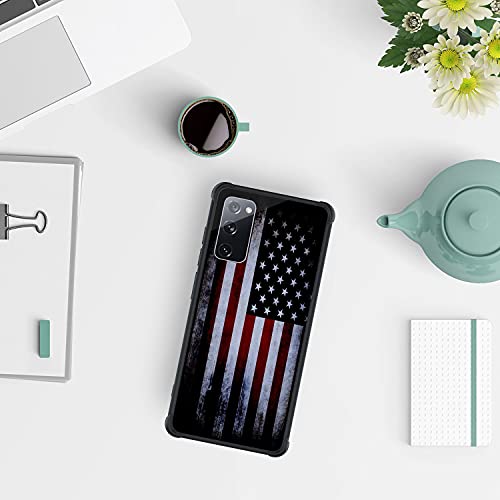 Tnarru Compatible with Samsung Galaxy S20 FE Case American Flag Pattern Hard PC Back and Soft TPU Sides Scratchproof Shockproof Protective Case for Samsung Galaxy S20 FE 5G -Black