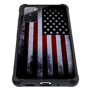 Tnarru Compatible with Samsung Galaxy S20 FE Case American Flag Pattern Hard PC Back and Soft TPU Sides Scratchproof Shockproof Protective Case for Samsung Galaxy S20 FE 5G -Black