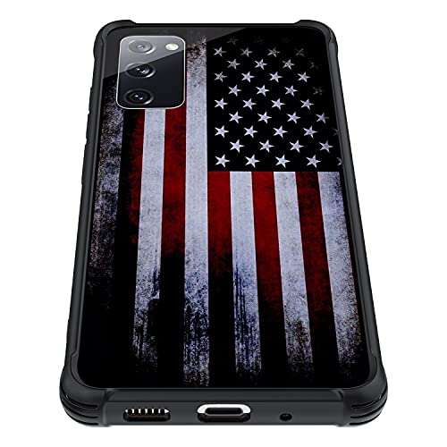 Tnarru Compatible with Samsung Galaxy S20 FE Case American Flag Pattern Hard PC Back and Soft TPU Sides Scratchproof Shockproof Protective Case for Samsung Galaxy S20 FE 5G -Black