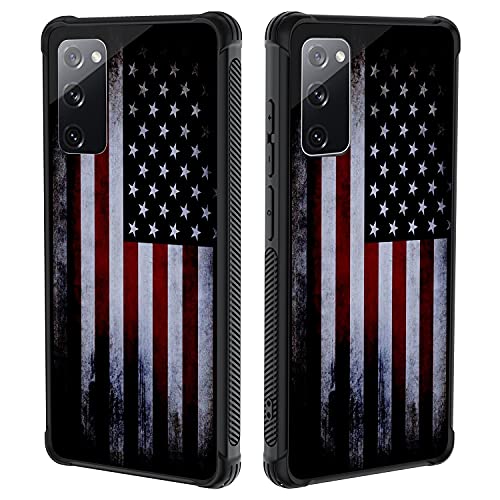 Tnarru Compatible with Samsung Galaxy S20 FE Case American Flag Pattern Hard PC Back and Soft TPU Sides Scratchproof Shockproof Protective Case for Samsung Galaxy S20 FE 5G -Black