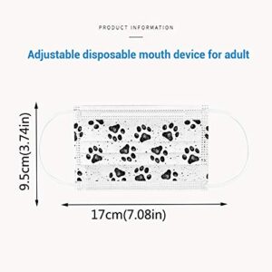 Cute face mask,animal print mask,50PC Paw Print Disposable Face Mask for Women With Cute Designs dog paw print Paper mask(C)